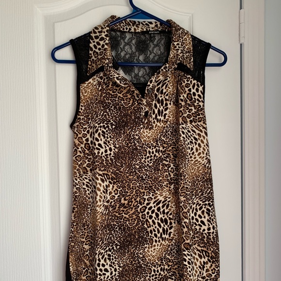 Tops | Leopard Print Sleeveless Blouse | Poshmark